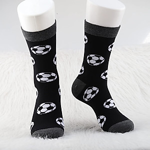 MBMSO Sport Theme Dress Socks Soccer Basketball Volleyball Tennis Baseball Socks Player Team Gifts for Sport Lover Socks (1 Pair Soccer Socks)