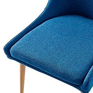 STYLIFING Upholstered Dining Chairs Set of 2 Blue Fabric Modern Kitchen Chairs Wood Look Metal Legs Side Chairs for Dining Room Kitchen Living Room