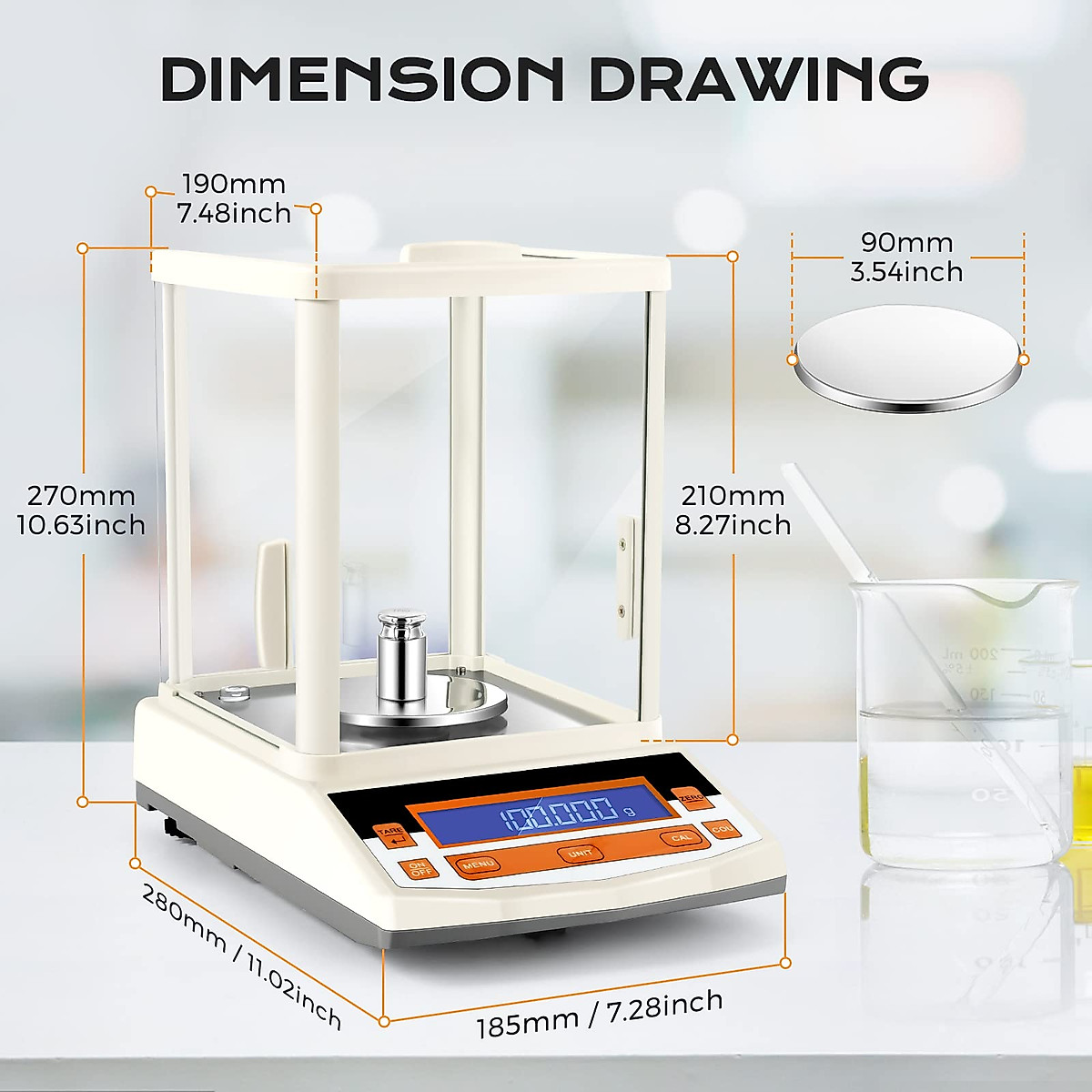 Bonvoisin Analytical Balance 300gx1mg Precision Lab Scale 0.001g Digital Analytical Scale RS232 Interface Laboratory Electronic Balance LCD Display with Windshield (300g, 1mg)