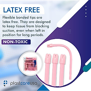 1000 Dental Saliva Ejectors Disposable - Medical Grade Latex Free Evacuation Suction Tips - Flexible Pink Tube with Pink Tip (10 Bags of 100) by PlastCare USA