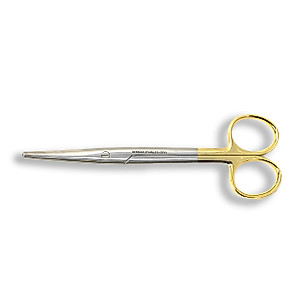 Cynamed TC Mayo Dissecting Scissors with Tungsten Carbide Inserts and Gold Rings - Long, Thick Precision Shears - Medical Grade Premium Quality Stainless Steel (6.75 in, Curved Blades)