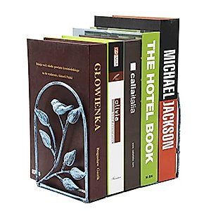 OwlGift Book Ends Cast Iron Bird Design Rustic Bookends for Shelves, Non-Skid Bookend, Heavy Duty Metal Book Stopper for Books/CDs, Decorative Book Shelf for Home - Turquoise