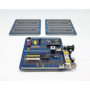 ElectroCookie Solderable Breadboard PCB Double Column Board for Electronics Projects Compatible for DIY Arduino Soldering Projects, Gold-Plated (3 Pack, Blue)