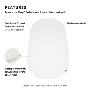 Stokke Sleepi Protection Sheet, White - Protects Mattress Against Accidents & Spills - Compatible with The Oval Sleepi Mattress - Exterior Made of Breathable 3D Mesh - Machine Washable