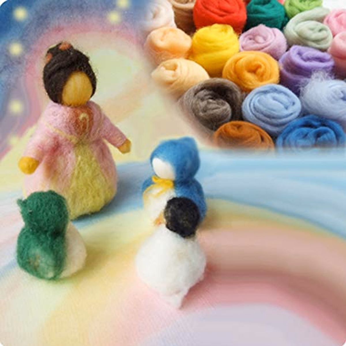 Jupean 3.53oz Wool Roving Yarn, Fiber Roving Wool Top, Wool Felting Supplies, Pure Wool, Chunky Yarn, Spinning Wool Roving for Needle Felting Wet Felting DIY Hand Spinning