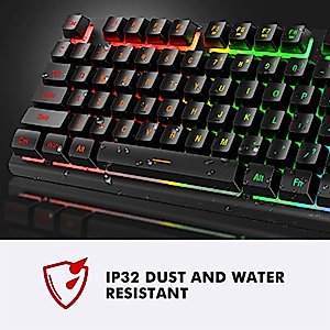 NPET K10 Wired Gaming Keyboard, LED Backlit, Spill-Resistant Design, Multimedia Keys, Quiet Silent USB Membrane Keyboard for Desktop, Computer, PC (Black)