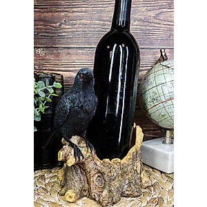 Ebros Gift Macabre Potion Raven Crow Perching On Tree Stump Wine Bottle Holder Figurine Mystical Halloween Kitchen Home Decor Statue Gothic Ravens Crows Edgar Poe Quoth The Raven Nevermore