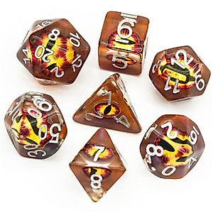 Earth Dragon Eye DND Resin Dice Set for Dungeons and Dragons, D&D, D20, D and D, Polyhedral Resin Dice, Dungeons and Dragons Gifts, Accessories