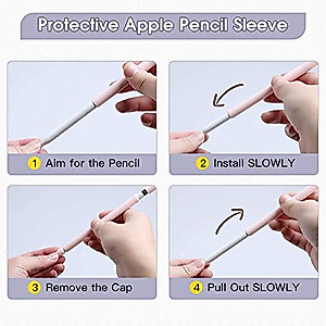 2 Pack Case for Apple Pencil 1st Generation Holder Sleeve Cover Accessories, Cute Cat Silicone Grip Skin with Charging Cap and 2 Protective Nib Covers for iPad Pro 9.7/10.5/12.9-Pink,Purple