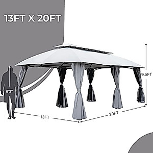 Grand Patio 13'x20' Gazebo for Patio Double Vent Canopy with Netting and Curtains for Deck Backyard Garden Lawns