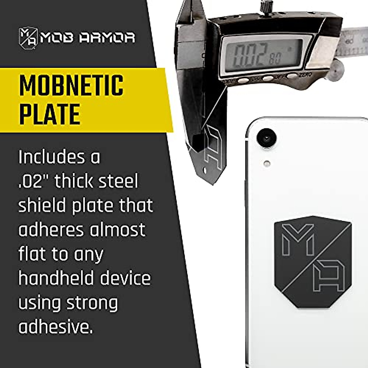 Mob Armor MobNetic Plate - Magnetic Phone Mounting Plate - Compatible with iPhone & Android - 0.02inch Thick for Cars, Trucks, Motorcycles & Extreme Sports - 3M VHB Non-Marking Adhesive (2 Pack)