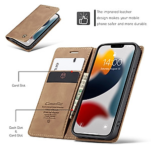 Kowauri Flip Case for iPhone 13 Mini,Leather Wallet Case Classic Design with Card Slot and Magnetic Closure Flip Fold Case for iPhone 13 Mini 5.4 inch 2021 (Brown)