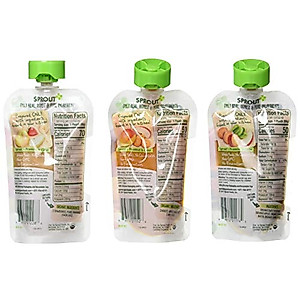 Sprout Organic Baby Food, Stage 2 Pouches, 6 Flavor Fruit & Veggie Variety Pack, 3.5 Oz Purees (Pack of 12)