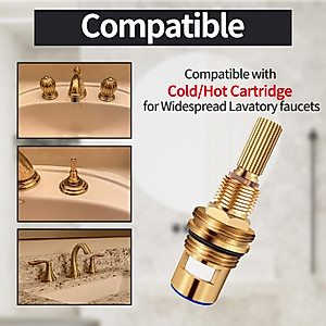 Brass 1-001 & Brass 1-002 Ceramic Valve Set，Replacement Hot Widespread Cartridge and Cold Widespread Cartridge,Brass Construction (Brass 1-001 & Brass 1-002)