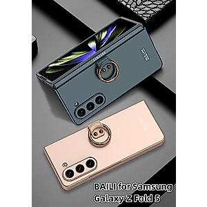 BAILI Case for Samsung Galaxy Z Fold 5,Galaxy Z Fold 5 Case with Ring and 360° All-Round Protection Slim Hard PC,Military Grade Drop Protective Cover for Samsung Galaxy Z Fold5-Black