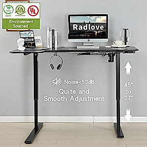 Radlove 59-Inch Large Electric Height Adjustable Computer L-Shaped Desk with Memory Controller Corner Standing Desk Modern Workstation with Splice Board Game Ergonomic Desk (Black Frame + Black Top)