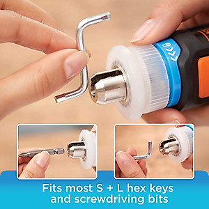 beyond by BLACK+DECKER 4V MAX Cordless Screwdriver, Hex, L-Shaped, 2-Inch Assorted Bits (BCRTA601APB) , Orange