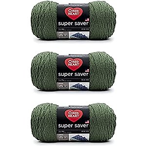 Red Heart Super Saver Medium Thyme Yarn - 3 Pack of 198g/7oz - Acrylic - 4 Medium (Worsted) - 364 Yards - Knitting/Crochet