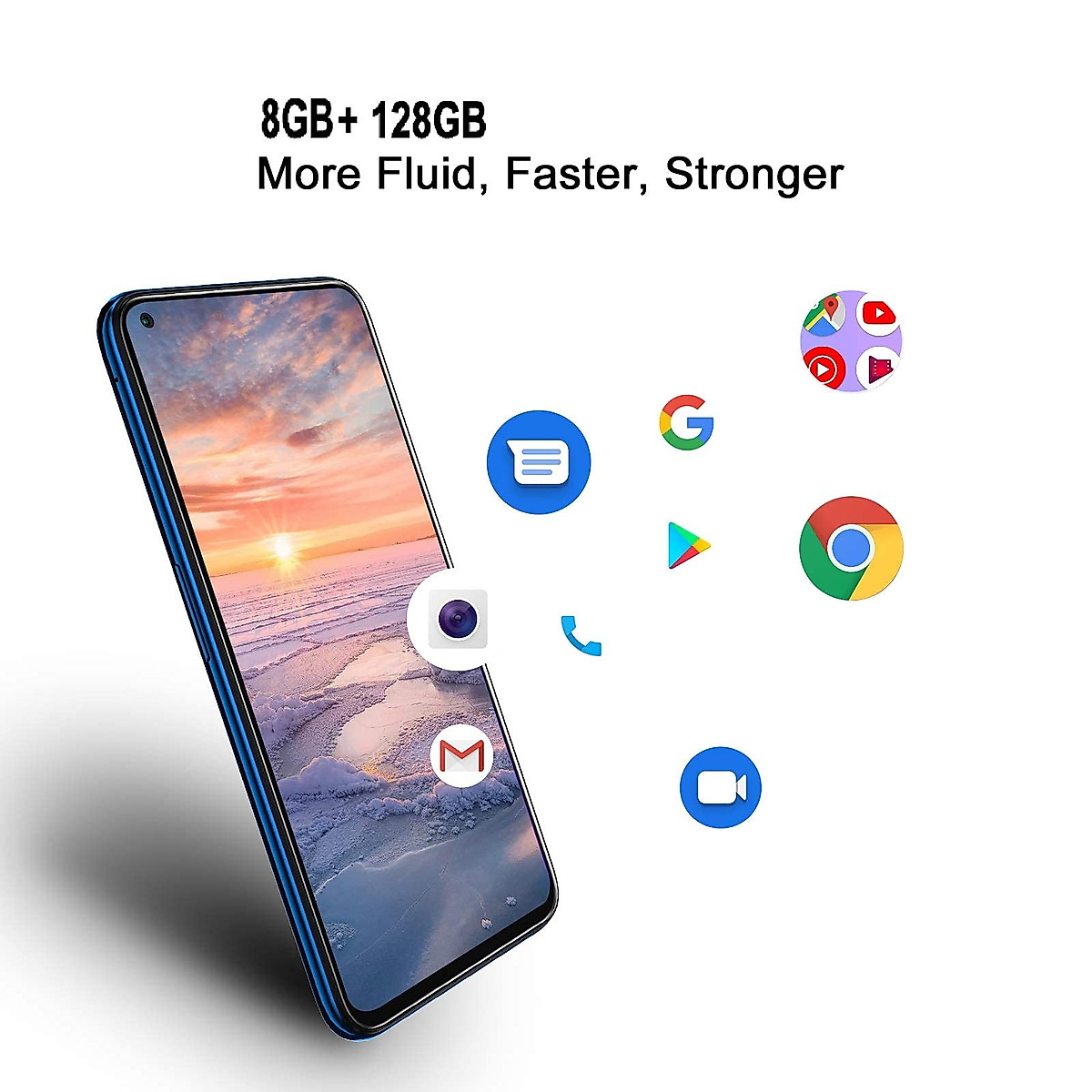 CUBOT Unlocked Phone 8GB RAM+128GB, X30 6.4" Screen Unlocked Smartphones, 48MP Camera, 4G Dual SIM Unlocked Android Phone, 4200mAh Battery, Android 10, Face ID, US Version, Blue