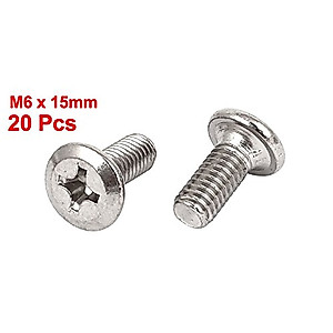 uxcell M6x15mm Male Thread Phillips Flat Head Bolt Screw Suitable for Double Bed Furniture TV Rack Wall Hanging 20pcs