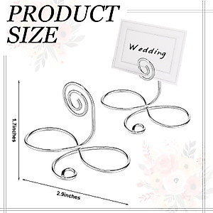 Sinload 24 Pcs Place Card Holders Table Number Holders Silver Small Card Stands Display Photos Picture Clips Elegant Wire Buffet Labels for Food Dinner Parties Weddings Reception Events