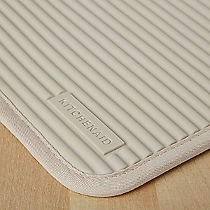 KitchenAid Ribbed Soft Silicone Oven Mitt Set, 7"x13", Milkshake 2 Count & Ribbed Soft Silicone Water Resistant Pot Holder Set, Milkshake , 2 Piece Set