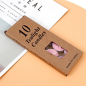 Tea Candles Wedding 10 Pack Party and Home Decoration Votive Parties Tealight Small Wishing Bulk with 1.5-2 Hours Extended Burn Time Mini for Birthday Emergency Family (Pink)