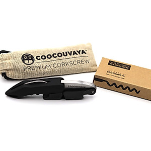Coocouvaya Wise Products Premium Professional Corkscrew Wine Bottle Opener Black Edition for Wine Lovers, Sommeliers, Waiters and Bartenders Eco friendly pouch and packaging.(1 PACK)
