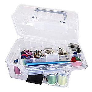 ArtBin 6890AG Small Project Box, Portable Art & Craft Organizer with Lift-Out Tray, [1] Plastic Storage Case, Clear