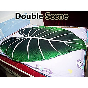Leaf Blanket, Big Green Leaf Blanket Shape,Soft Plush Flannel Throw Decorative Leaves Design for Plant Lovers Bed Couch and Sofa（60x78INCH