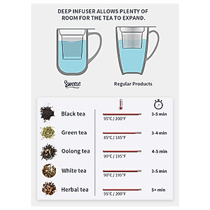 Sweese 16 OZ Porcelain Tea Mug with Infuser and Lid, Loose Leaf Tea Cup, Gifts for Tea Lover, White