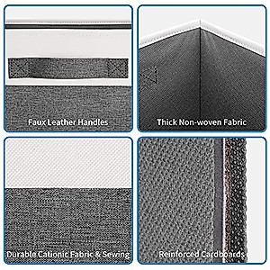 GhvyenntteS Fabric Storage Cubes 11” x 11” x 11” Fabric Storage Bins with Reinforced Handles, Foldable Cube Storage Basket for Organizing Shelf Closet Home Office (Grey, Set of 4)