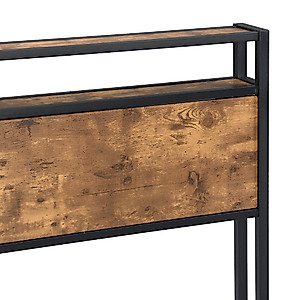 Fidktuveㅤ King Size Metal Platform Bed Frame with Wooden Headboard and Footboard, USB Port, Storage, Easy Assembly - No Box Spring Needed (Black)