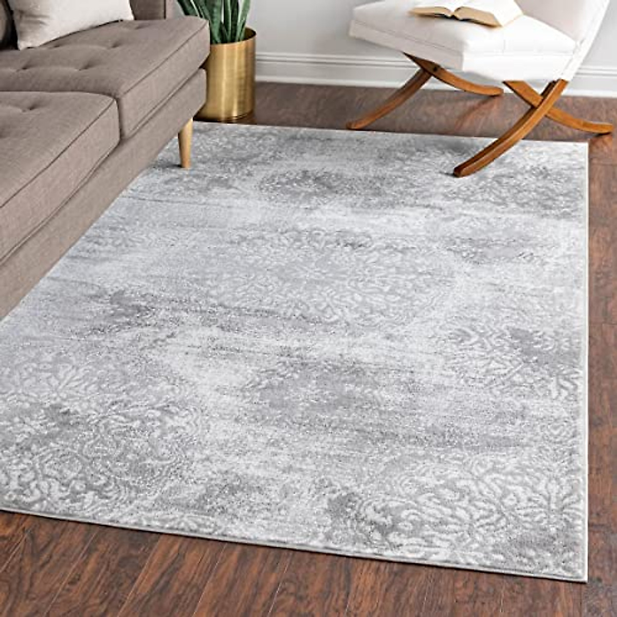 Unique Loom Sofia Collection Area Rug - Grand (10' x 14' 1" Rectangle, Light Gray/Ivory)