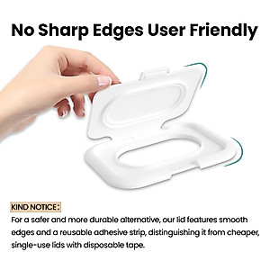 Reusable Wipe Lid for Baby Wipes Refill, Reusable for Over 1 Year, Replacement Cover Cap for Non Flip Top Wipes, Open Top Diaper Wipes, 2 Pcs
