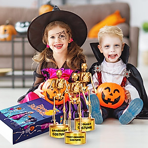 6 Halloween Best Costume Skeleton Trophy, Halloween Skull Party Favor Prizes, Halloween Party Supplies Gold Bones Game Awards, Costume Contest Event Trophy, School Classroom Rewards for Kids(B)