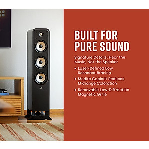 Polk Signature Elite ES60 Tower Speaker - Hi-Res Audio Certified, Dolby Atmos & DTS:X Compatible, 1" Tweeter & Three 6.5" Woofers, Power Port Technology for Effortless Bass, Elegant White-Washed