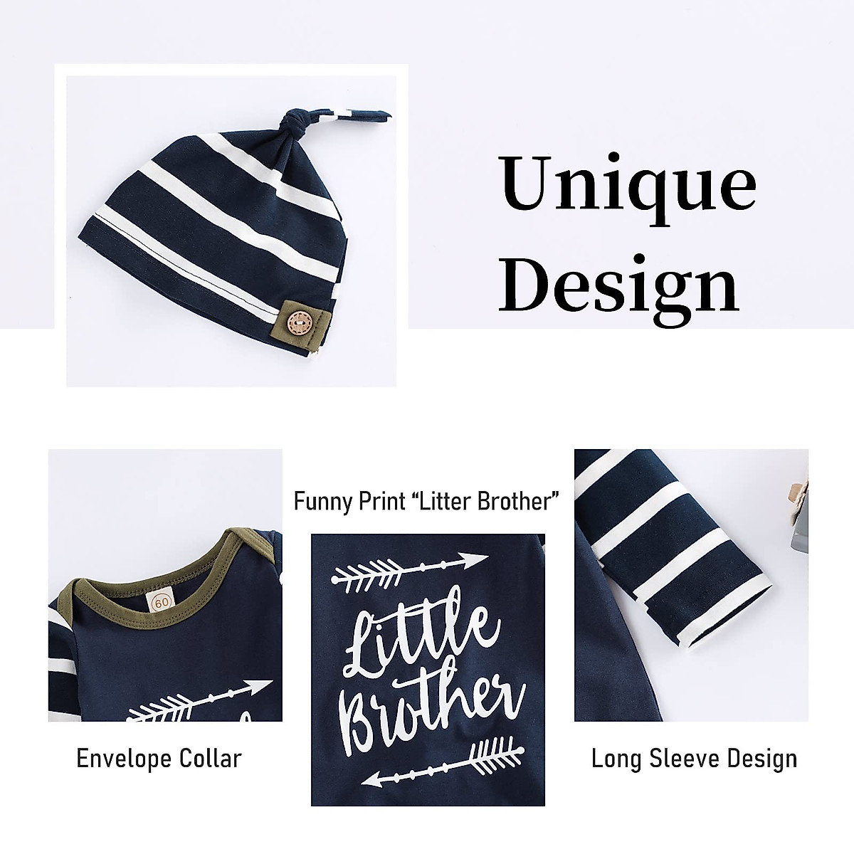 Rutoe Newborn Baby Boy Romper Stripe Sleeve Outfits Jumpsuit Clothes One Piece Romper (0-3M)