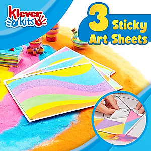 JOYIN 22PCS Sand Art - Sand Art Kits for Kids, Arts & Crafts for Kids Includes 5 Sand Art Bottles, 4 Pendent Bottles, 3 Sticky Art Sheets with 10 Bright Colors, DIY Crafts Gifts for Boys and Girls