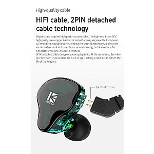 KBEAR KS2 iem, in Ear Monitor Headphones Hybrid 1BA 1DD Wired Earbuds Stereo Bass HiFi IEM Earphone Noise Cancelling High Resolution with Detachable Cable for Running Gaming Sport(without mic, Black)