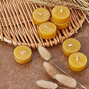 olorvela Beeswax Candles 24 Pack Tealight Candles Handmade of Pure Beeswax, 4 Hour Burn Time, Clear Cup Beeswax Tea Lights