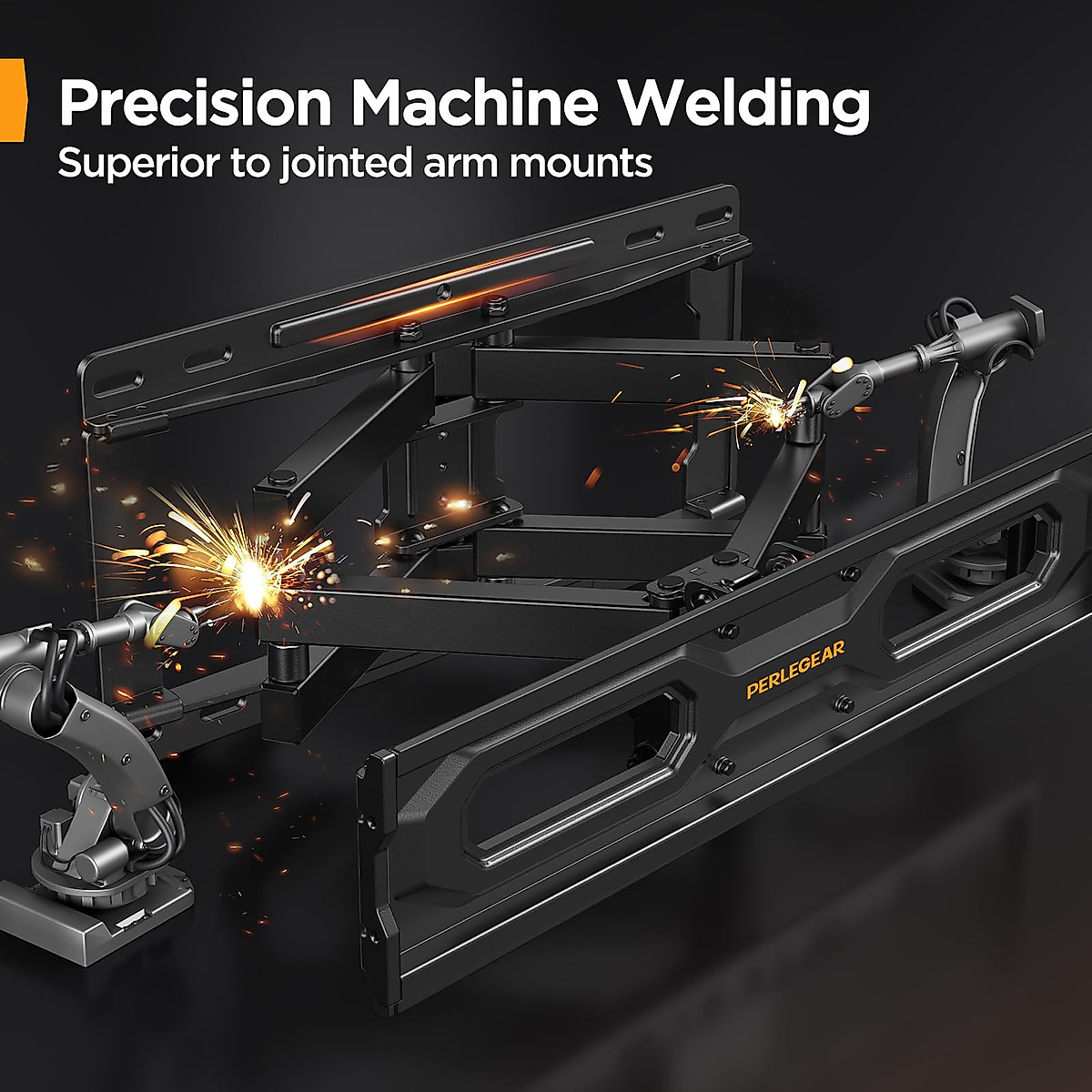 Perlegear Full Motion TV Wall Mount Bracket Swivel Articulating Extension Tilt Arms for 26-65 inch Flat Curved TVs, Max VESA 400x400mm up to 99lbs,16" Wood Studs,PGMFK4