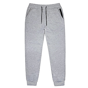Southpole Men's Basic Lightweight Tech Fleece Jogger Pants, Heather Grey, Medium