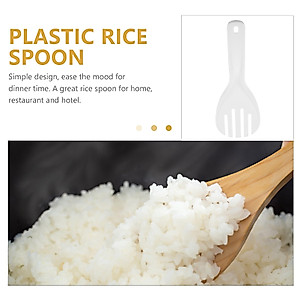 2pcs Rice Paddle Spoon Plastic Non-Stick Rice Spoon Rice Spatula Rice Cooker Spoon, Serving Spoon for Rice Kitchen Utensils for Home Restaurant Hotel White