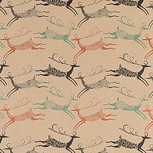 K-Kraft Elegant Christmas Wrapping Paper (Snow Birds-Deer-Ice Flowers/Printed Brown Kraft) 30" x15 Feet, 112.5 Square Feet Total with Tape and Tags