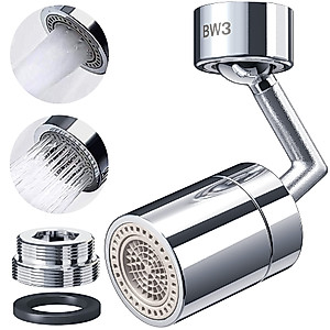 Swivel Sink Chrome Faucet Aerator for Face, Eyewash, and Gargle – 720 Degree Rotatable Sink Adapter Sprayer Attachment for Kitchen or Bathroom Male or Female Thread – Easy to Install