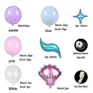 DUILE Mermaid Balloon Garland Kit Mermaid Tail Balloons Arch for Girl Mermaid Birthday Party Decorations Mermaid Balloons Baby Shower Party Supplies