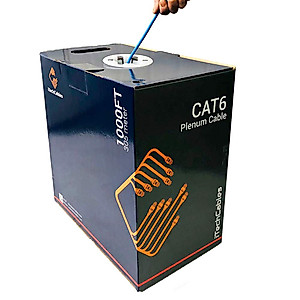 iTechCables, CAT6 Plenum Bulk Ethernet Cable 1000ft (CMP Rated) | Network Analyzer Test Passed | 23AWG 4Pair Solid, 550-MHz | Unshielded Twisted Pair (UTP) | Up to 10 Gigabit, Blue