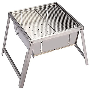 REDCAMP Pop up Camping Flatfold Fire Pit Portable & Wood Burning, 12.8" Folding Collapsible Stainless Steel Backpacking Grill Charcoal for Outdoor Cooking BBQ