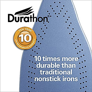 Hamilton Beach Steam Iron & Vertical Steamer for Clothes with Scratch-Resistant Durathon Soleplate, 3-Way Auto Shutoff, Anti-Drip, Digital Temp. Control, 10’ Retractable Cord 1700W, Silver